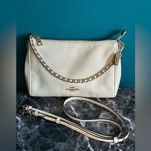 Coach | Bags | Coach Carrie Leather Crossbody Chain Shoulder Bag Chalk ...